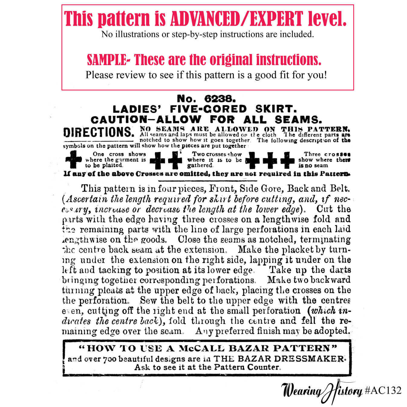 E-PATTERN- 1900 Five Gored Skirt Pattern with Double Pleated Back ...